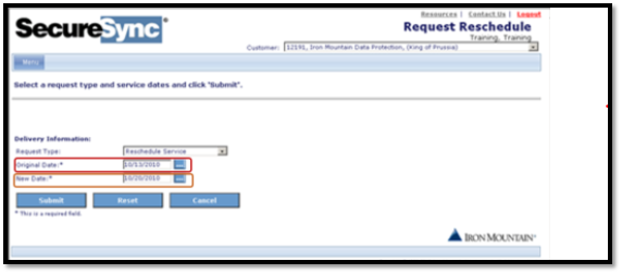 Can I reschedule 'scheduled service' in SecureSync?